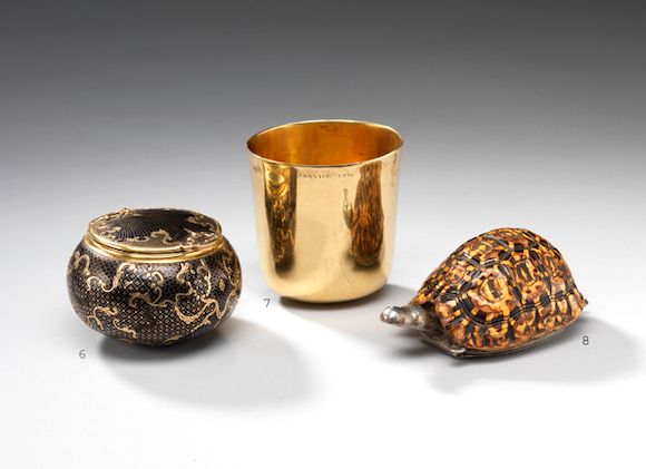 Bonhams : An 18th century silver mounted terrapin shell snuff box ...