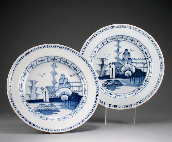 Bonhams : A pair of Liverpool Delft dishes Circa 1760