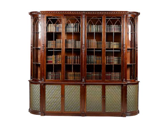 Bonhams : A large Regency Irish carved mahogany Library Bookcase in the ...