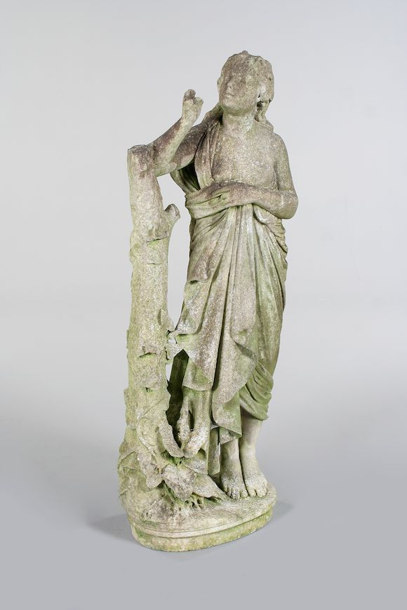 Bonhams : A late 19th century white marble figure of a semi-clad ...