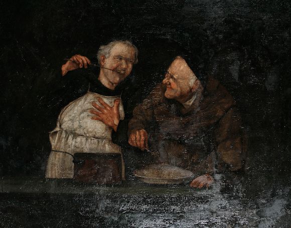 Bonhams : Continental School, 19th Century Jolly monks in a kitchen