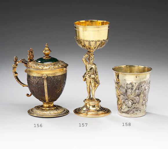 Bonhams : A 17th century and later silver-gilt mounted coconut cup with ...