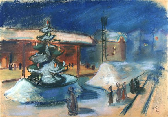 Bonhams : Hilde Goldschmidt (German, 1897-1980) Austrian winter street ...
