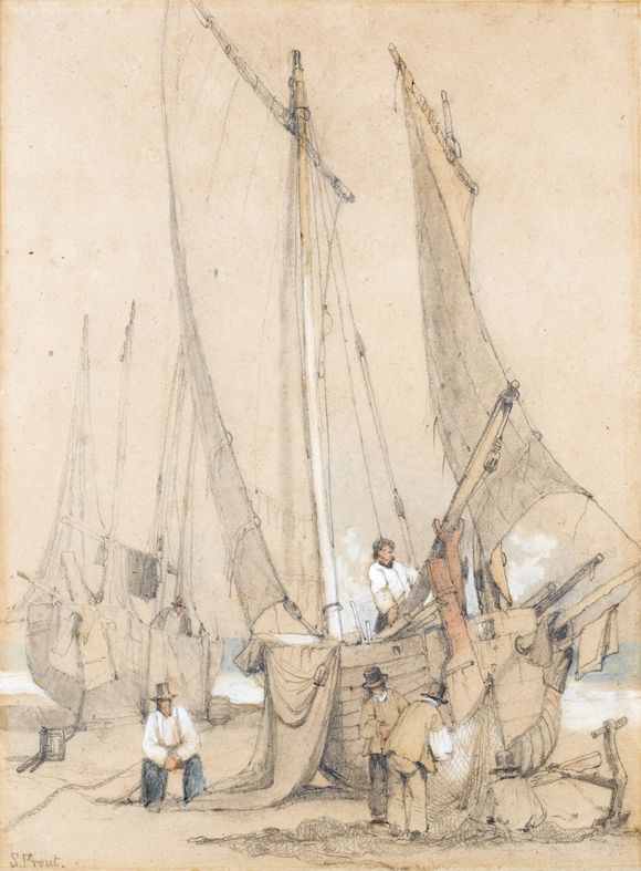 Bonhams : Samuel Prout, FSA, OWS (British, 1783-1852) A beached fishing ...