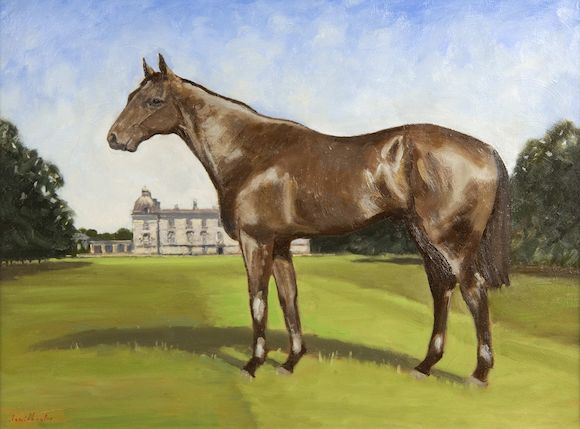 Bonhams : David Baxter (English, Contemporary) Stallion before Houghton ...
