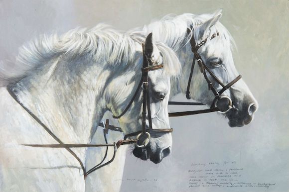 Bonhams : Judi Kent Pyrah (Contemporary) A working sketch of two greys