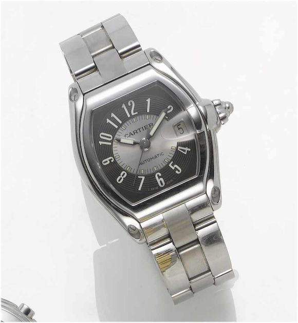 Bonhams : Cartier. A fine stainless steel automatic centre seconds ...