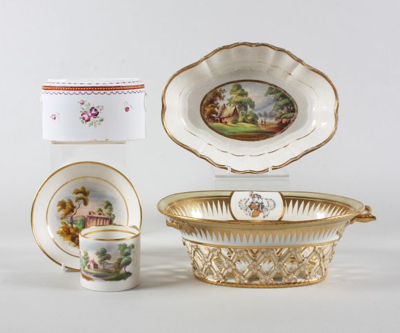 Bonhams : A Grainger basket, a dessert dish, a Spode sucrier and a ...