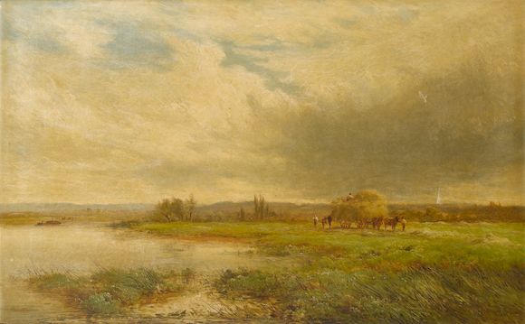 Bonhams : Alfred Walter Williams (British, 1824-1905) Harvest sunset