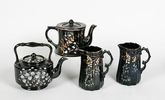 Bonhams : Four pieces of Jackfield Ware early 20th century,