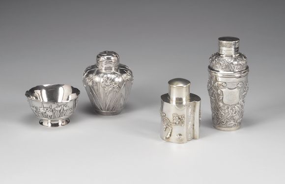 Bonhams : An early 20th century Japanese silver tea caddy, incuse ...