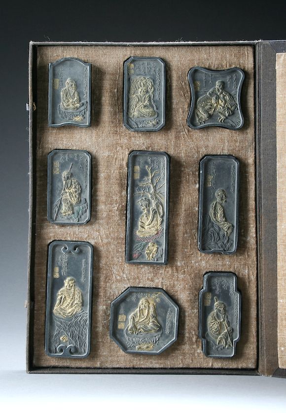 Bonhams : A boxed set of nine Chinese ink blocks Late 19th/early 20th ...