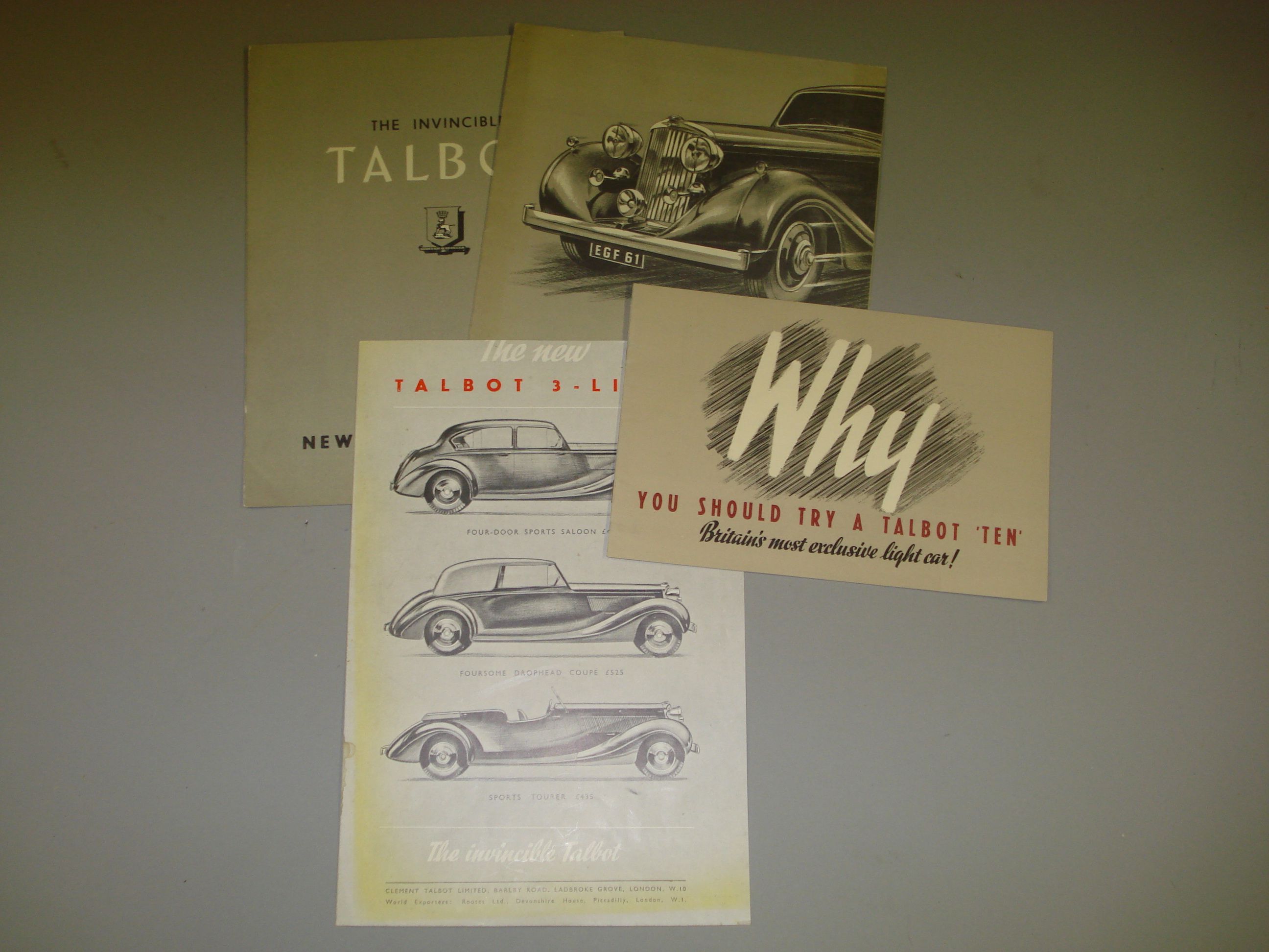 Bonhams Cars : A selection of Talbot range sales brochures, 1937/8,