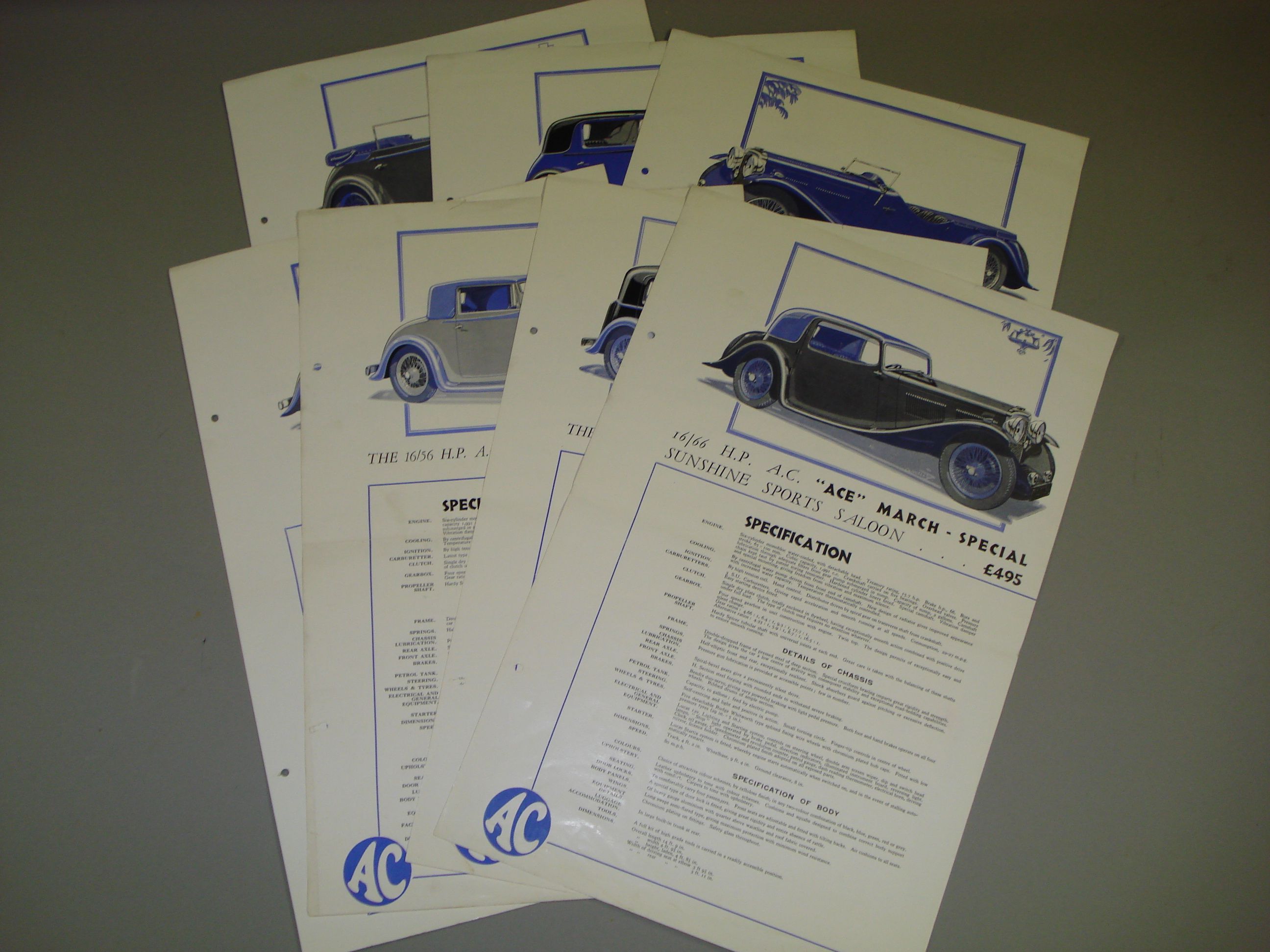 Bonhams Cars : A selection of various AC sales literature, 1930s,