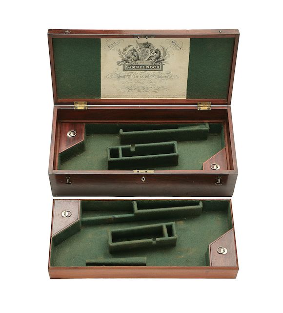 Bonhams : A Very Rare Mahogany Two-Tier Flintlock Pistol Case