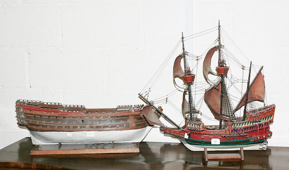 Bonhams : An early 20th century scratch built ship's hull model of a ...