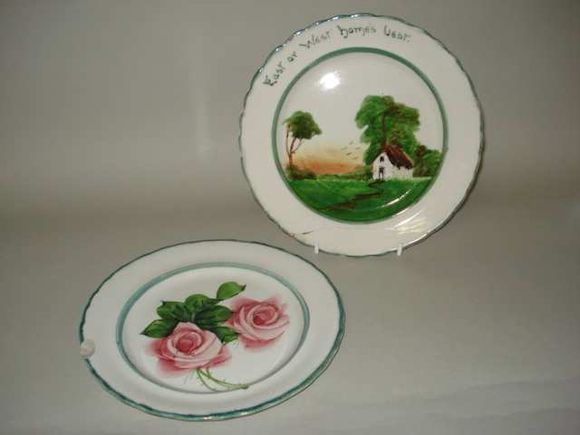 Bonhams : Two Llanelly painted plates