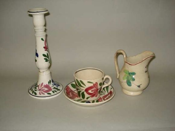 Bonhams : Four items of Llanelly painted pottery
