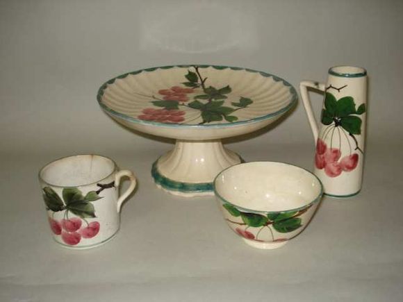 Bonhams : Four items of painted Llanelly pottery