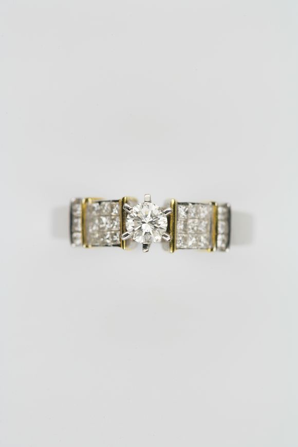 Bonhams : A diamond two-colour gold ring
