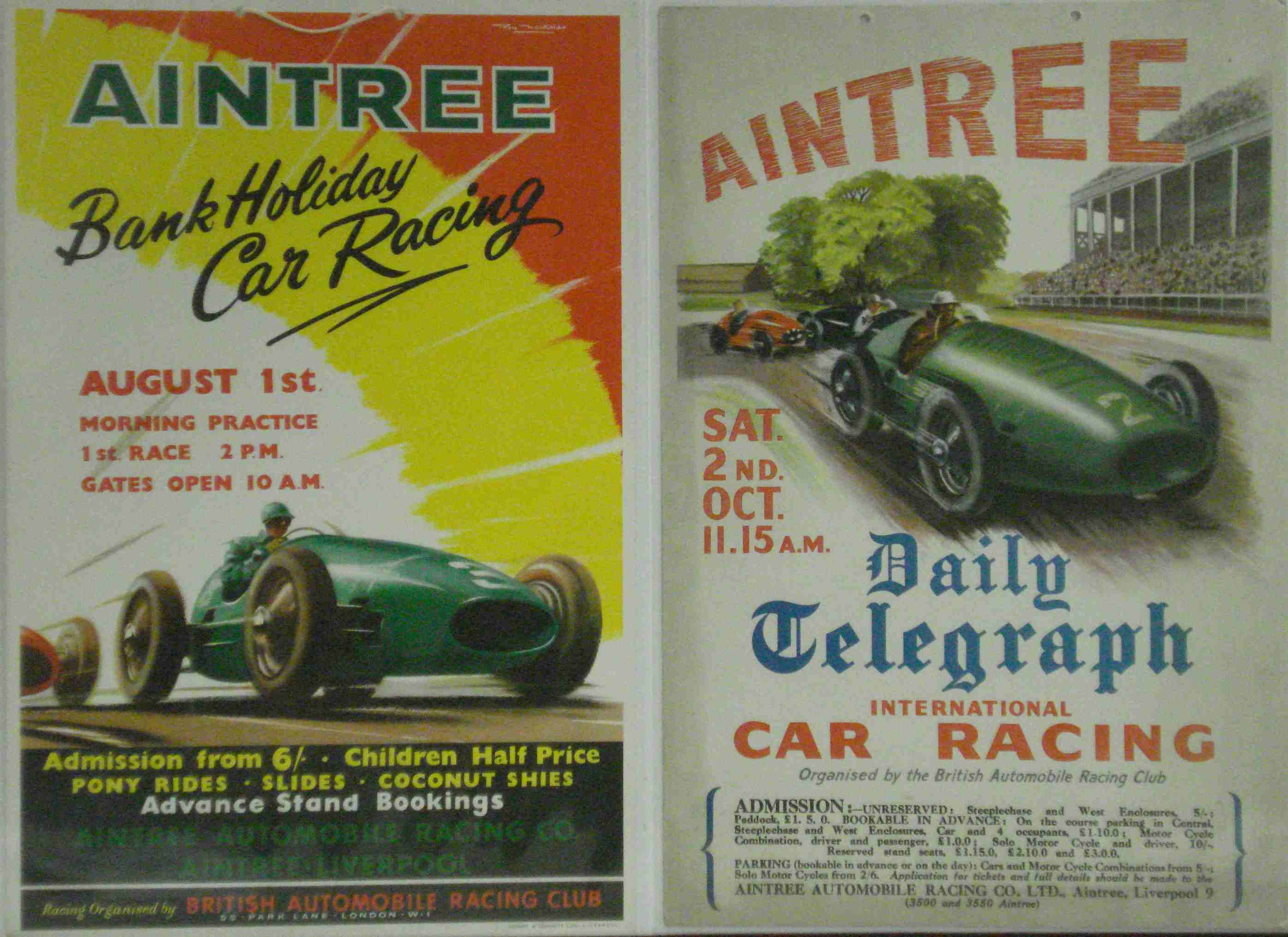 Bonhams Cars : Two Aintree race display cards,