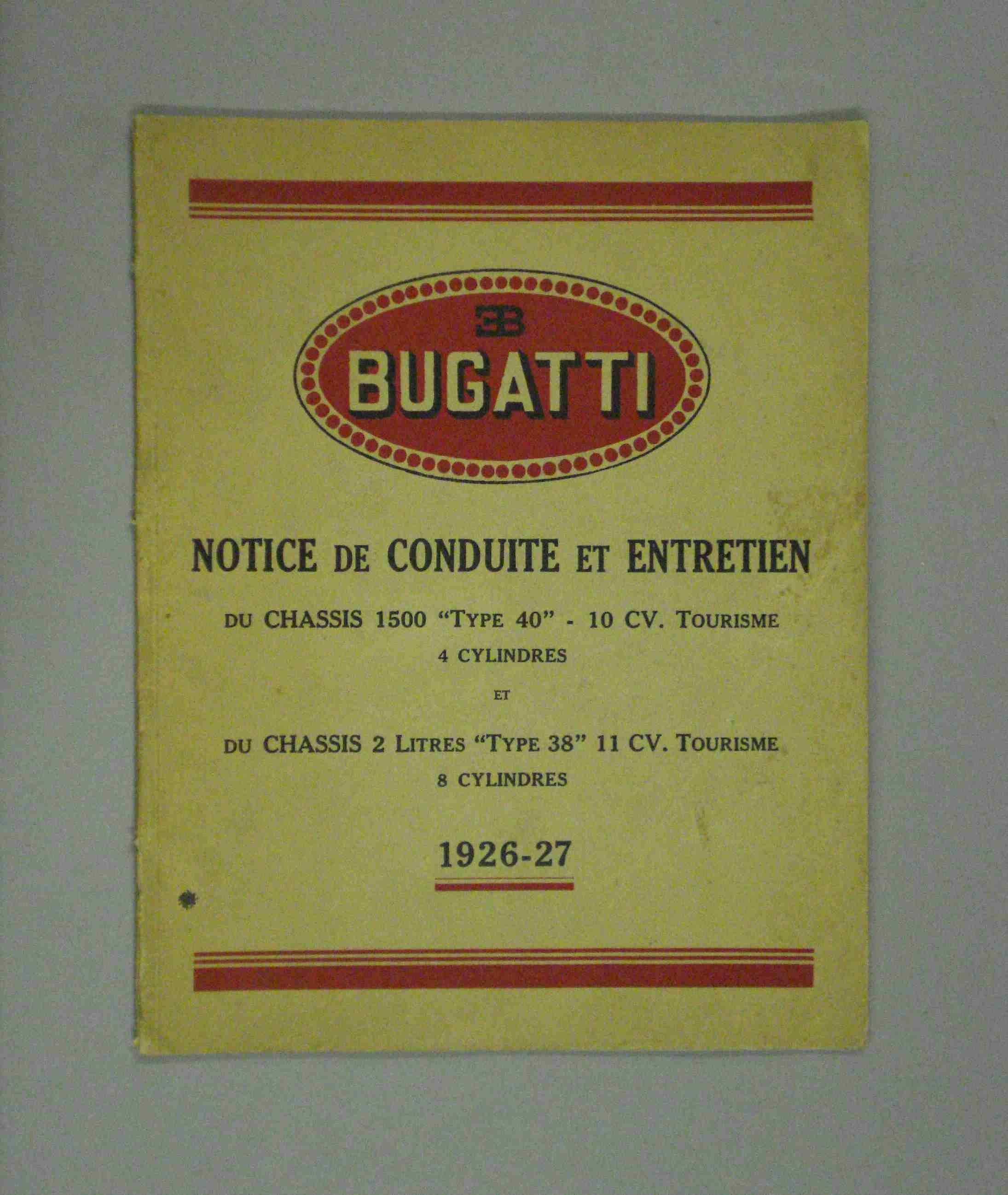 Bonhams Cars : A Bugatti Type 40 and 38 workshop manual, 1927,
