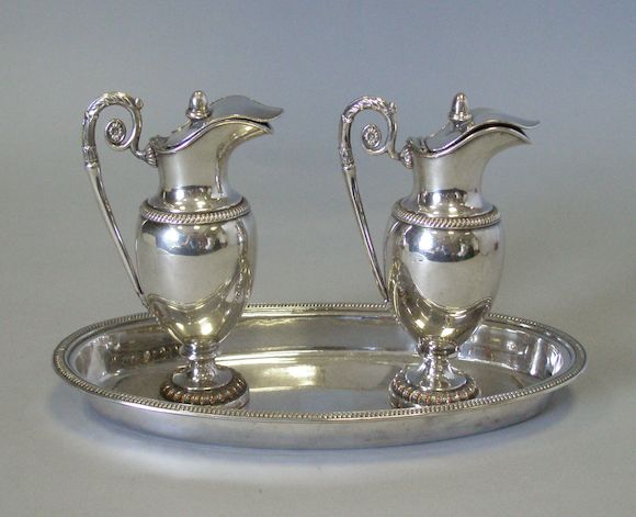 Bonhams : A pair of 19th century French plated on copper alter cruets ...