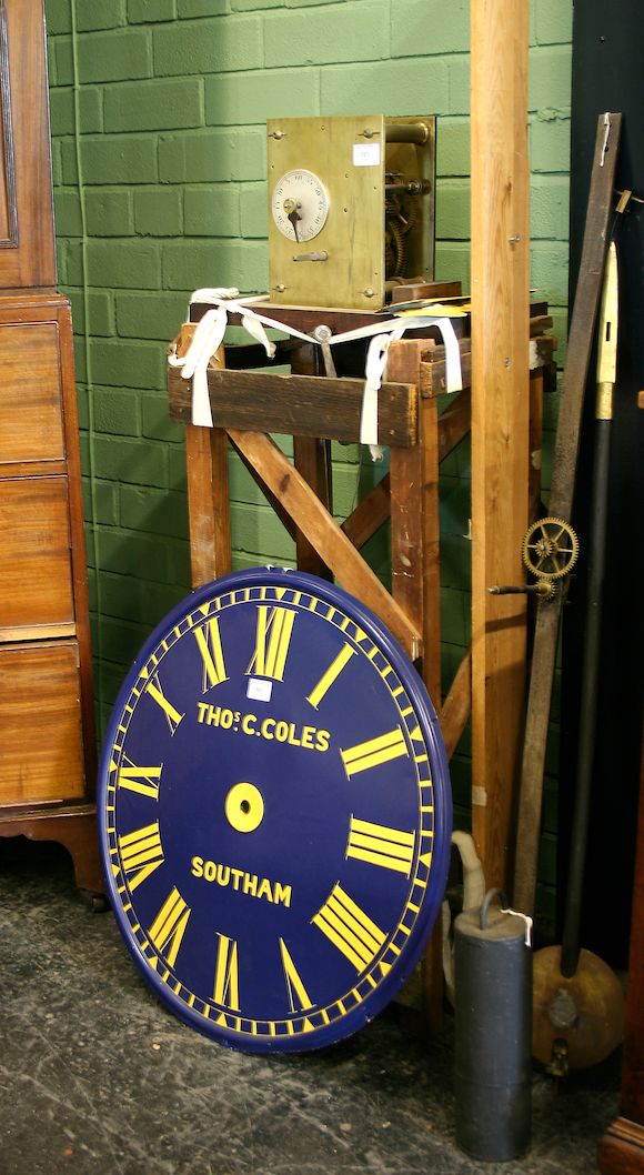 Bonhams : A turret clock dial and movement Circa 1900 for restoration