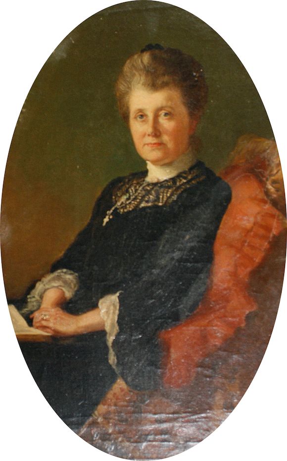 Bonhams : English School, circa 1900 Portrait of a woman, seated, in a ...