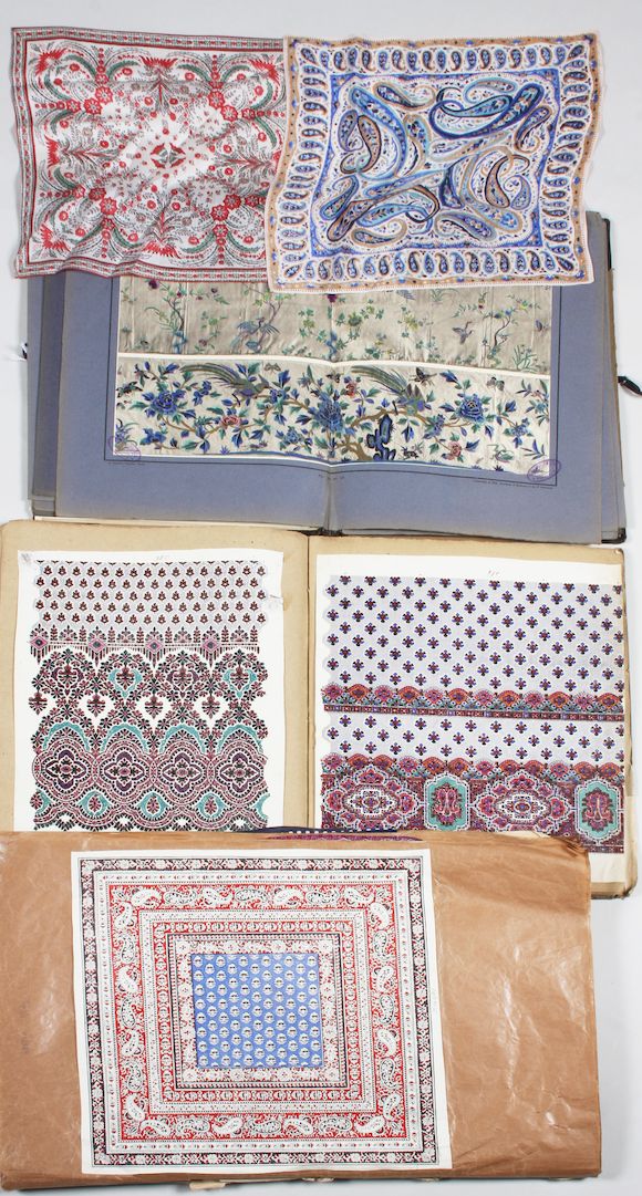 Bonhams : A sample book of printed handkerchief/scarf designs 1850-60