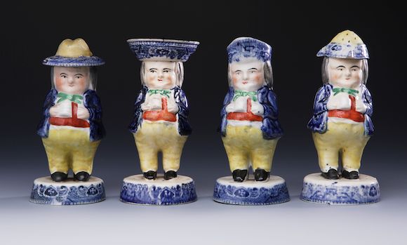 Bonhams : A full set of east Coast pottery 'Toby' condiments Mid 19th ...