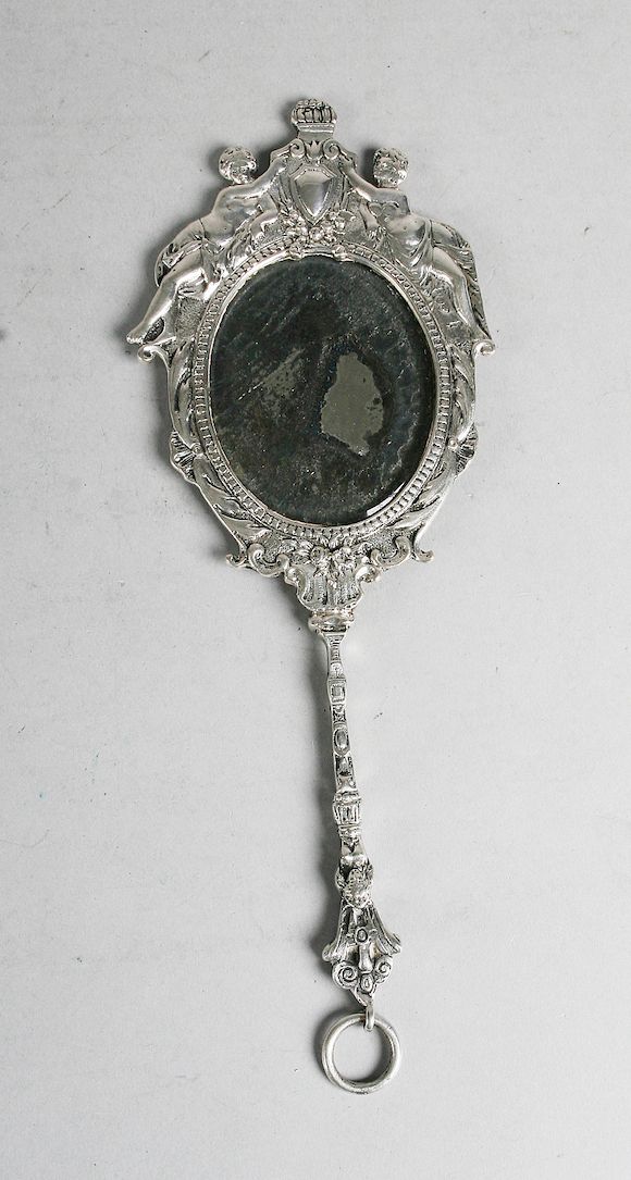 Bonhams : A pretty cast Dutch hand mirror pseudo marks