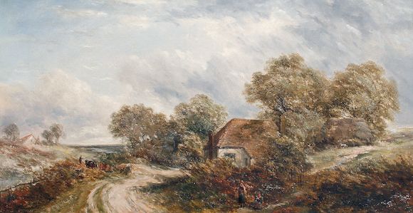 Bonhams : Adam Barland (British, fl. 1843-1875) A country lane in ...