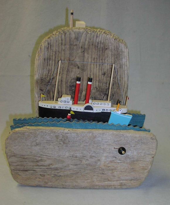 Bonhams : PS Waverley passing the Old Lighthouse, Lundy 13x17x6in ...