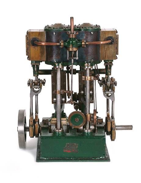 Bonhams : An early 20th century model twin cylinder vertical reversing ...