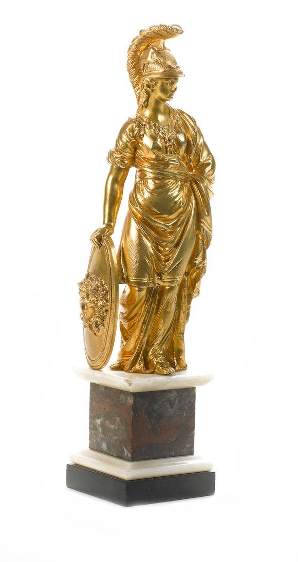 Bonhams : An early 19th century French gilt bronze figure of Minerva