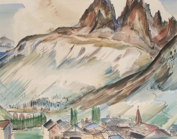 Bonhams : Sam Haile (British, 1909-1948) A Swiss landscape
