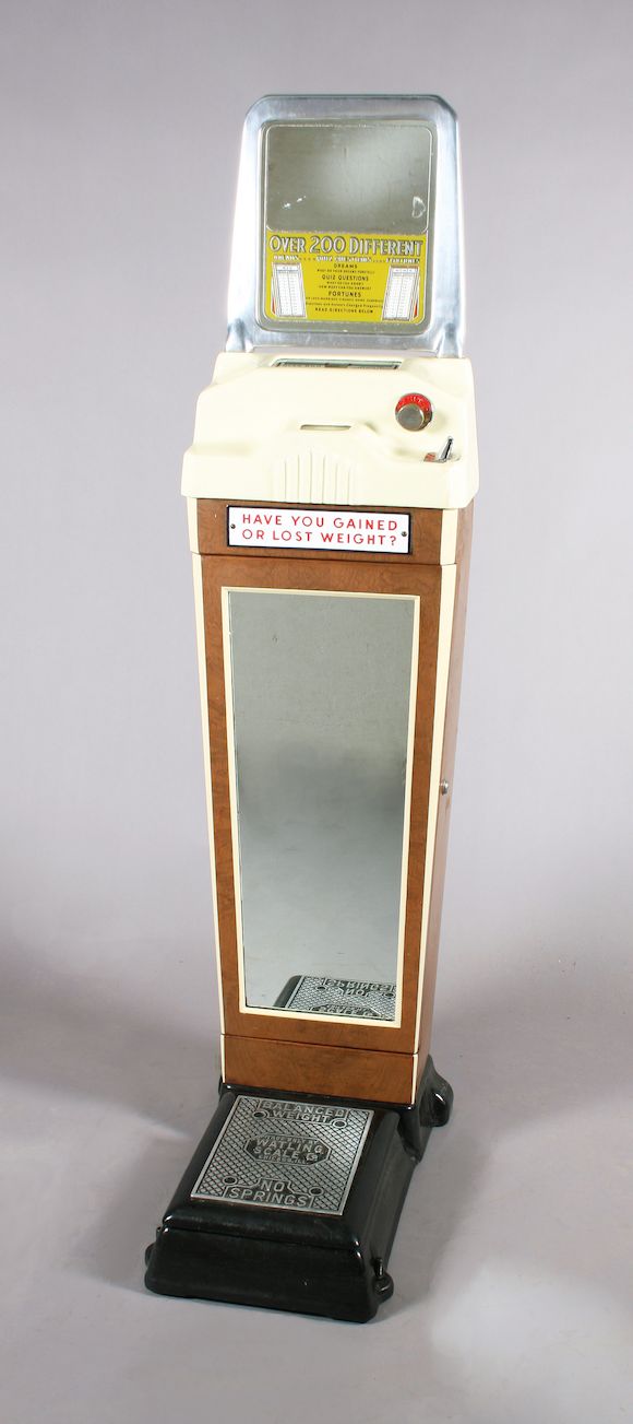 Bonhams : A 1950s coin operated platform weighing scale by Watling ...
