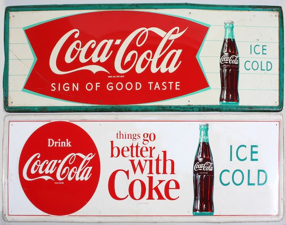 Bonhams : Two aluminium painted Coca-Cola advertising signs 2