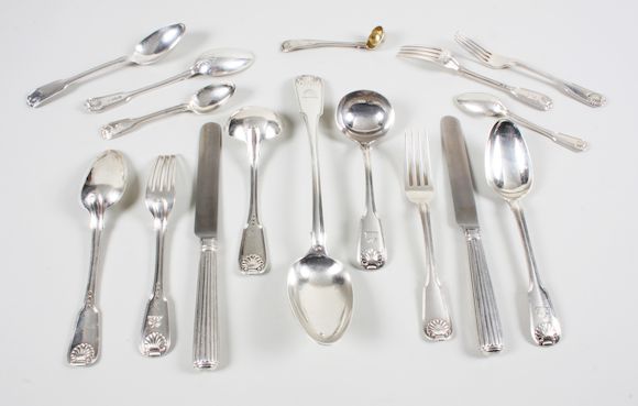 Bonhams : A matched part canteen of fiddle, thread and shell pattern ...