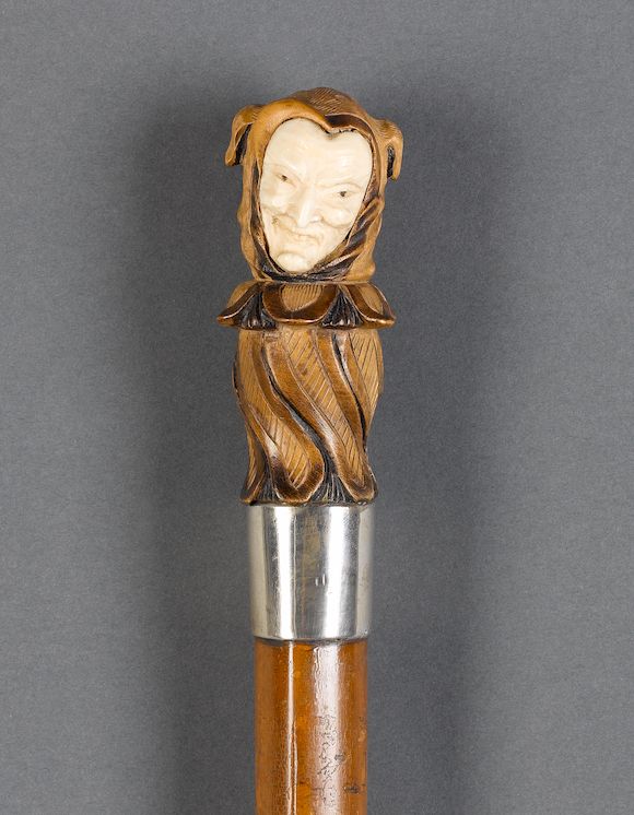 Bonhams : An early 20th century ivory mounted jester cane,