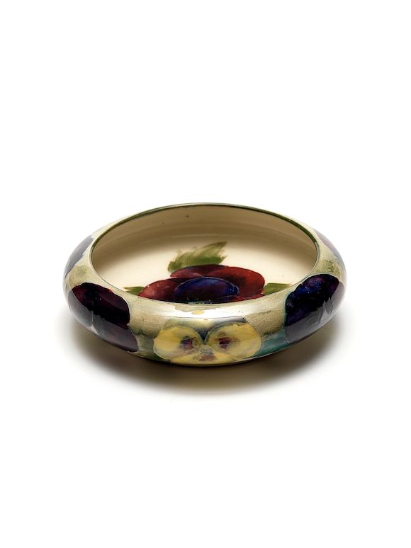 Bonhams : William Moorcroft 'Pansy' an early small pin tray, circa 1915