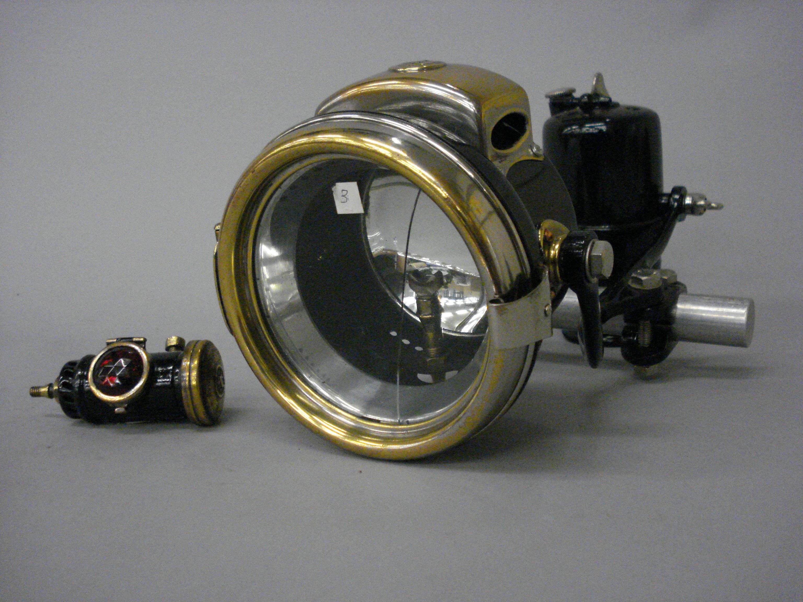 Bonhams Cars : A Lucas acetylene motorcycle lighting set,