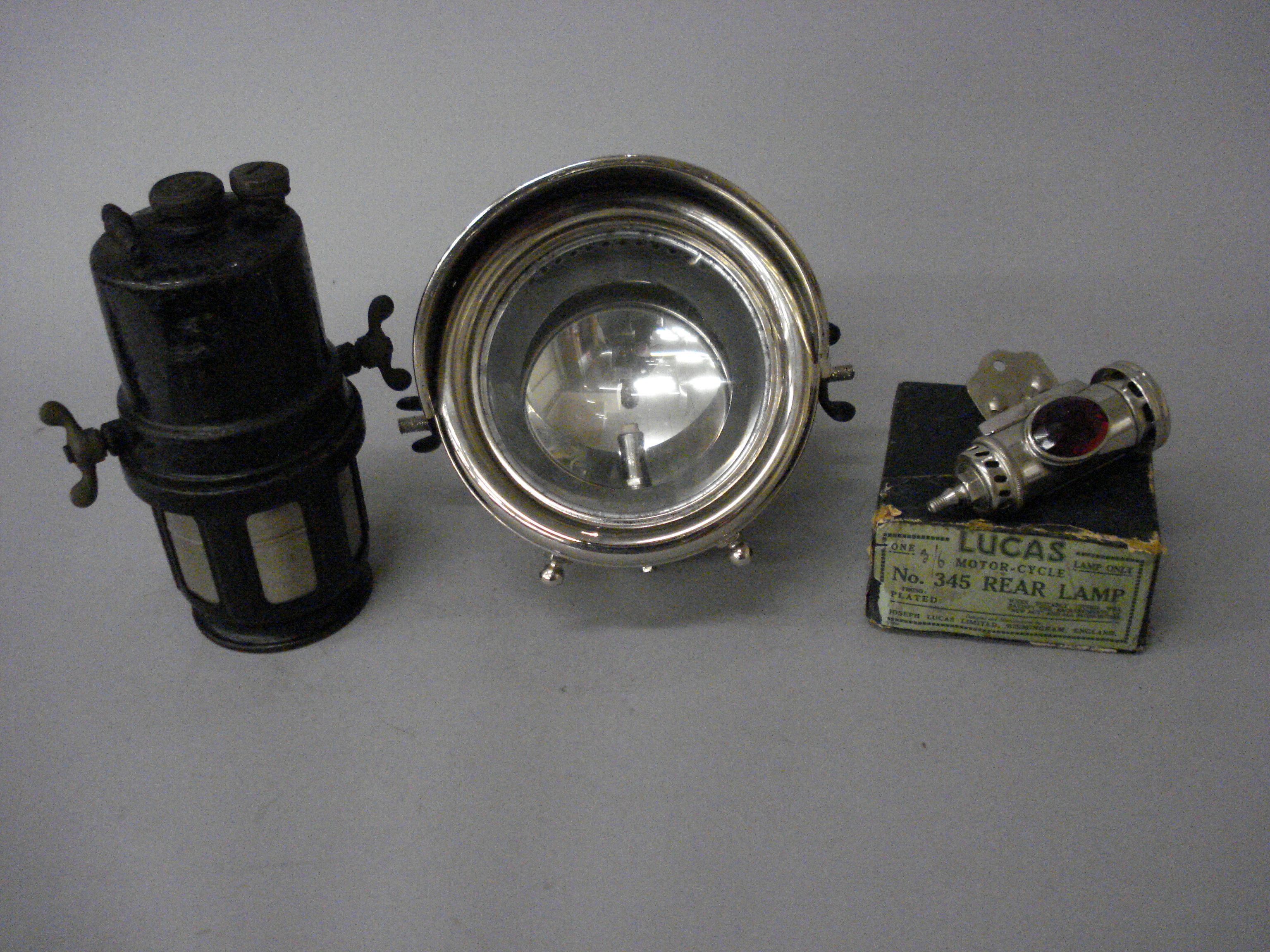 Bonhams Cars : A Lucas acetylene motorcycle lighting set,