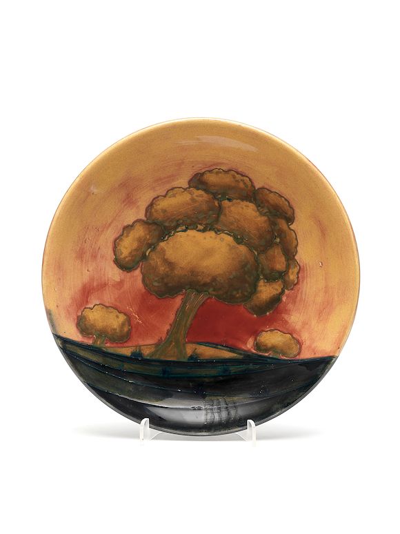 Bonhams : William Moorcroft 'Eventide' a large plate, circa 1925