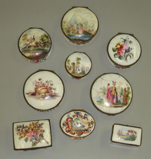 Bonhams : Seven Birmingham enamel boxes and two South Staffordshire ...