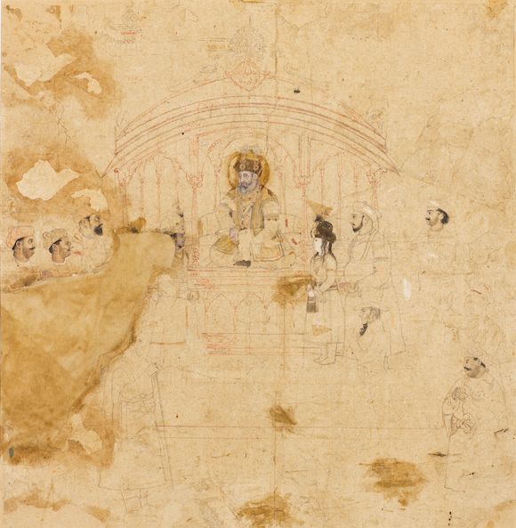 Bonhams : A durbar scene depicting the Mughal emperor Akbar II ...