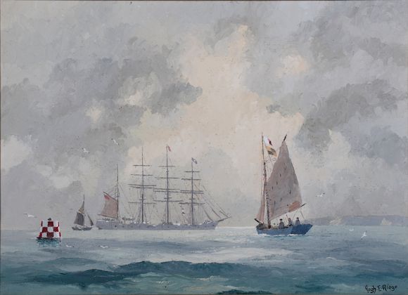 Bonhams : Hugh E Ridge (British - 1976) `In Home Waters' naval vessel ...