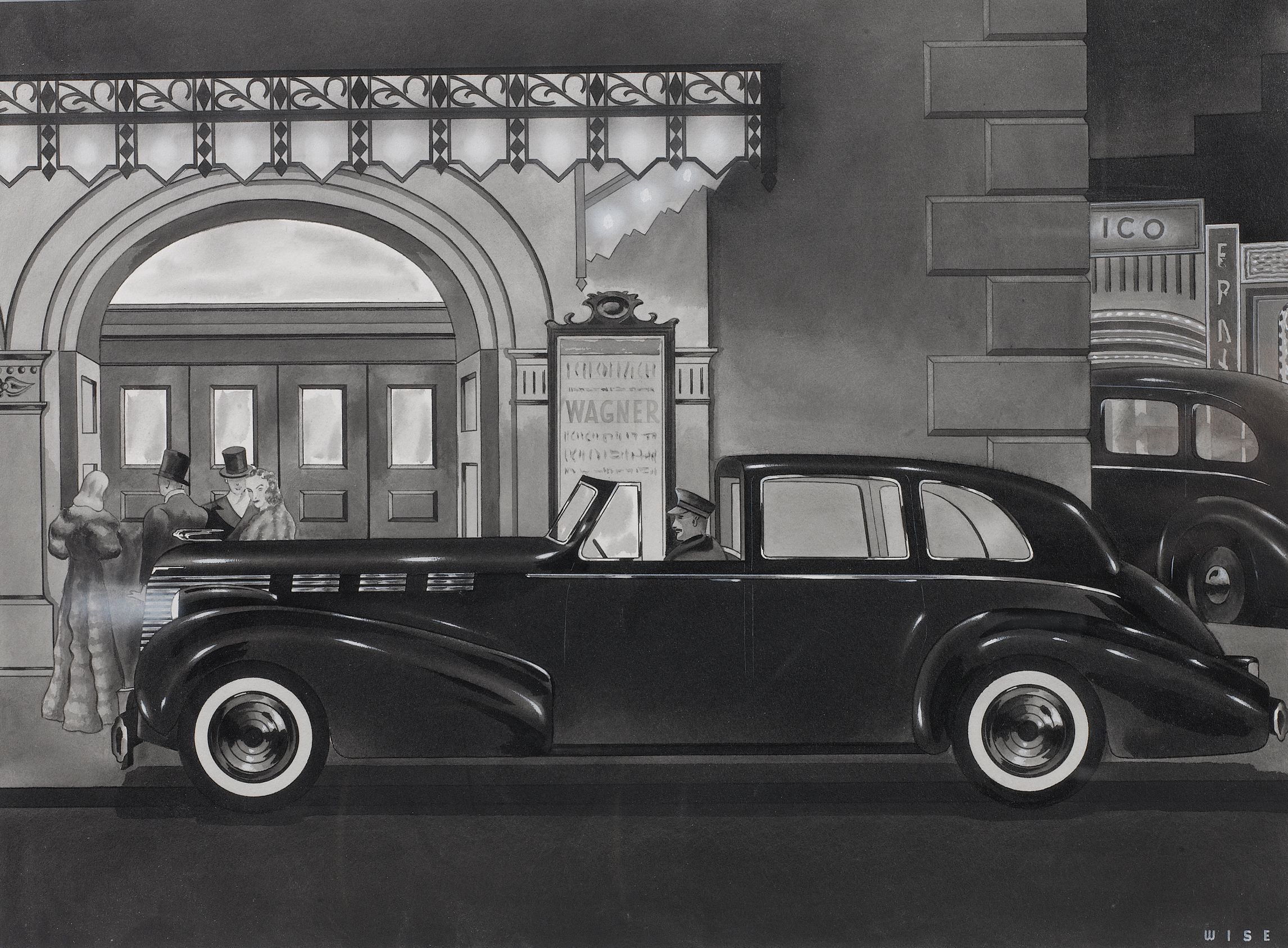 Bonhams Cars : Two original car profile illustrations by Wise,