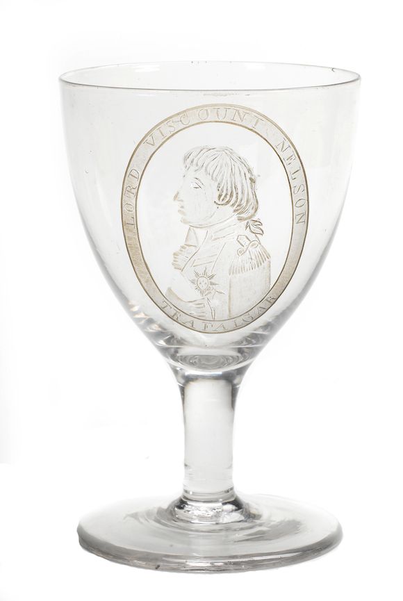 Bonhams : An engraved Nelson commemorative glass 4.3x7in(11x18cm)